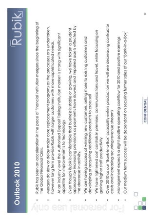 Rubik Investor Presentation Sept2009 | PDF