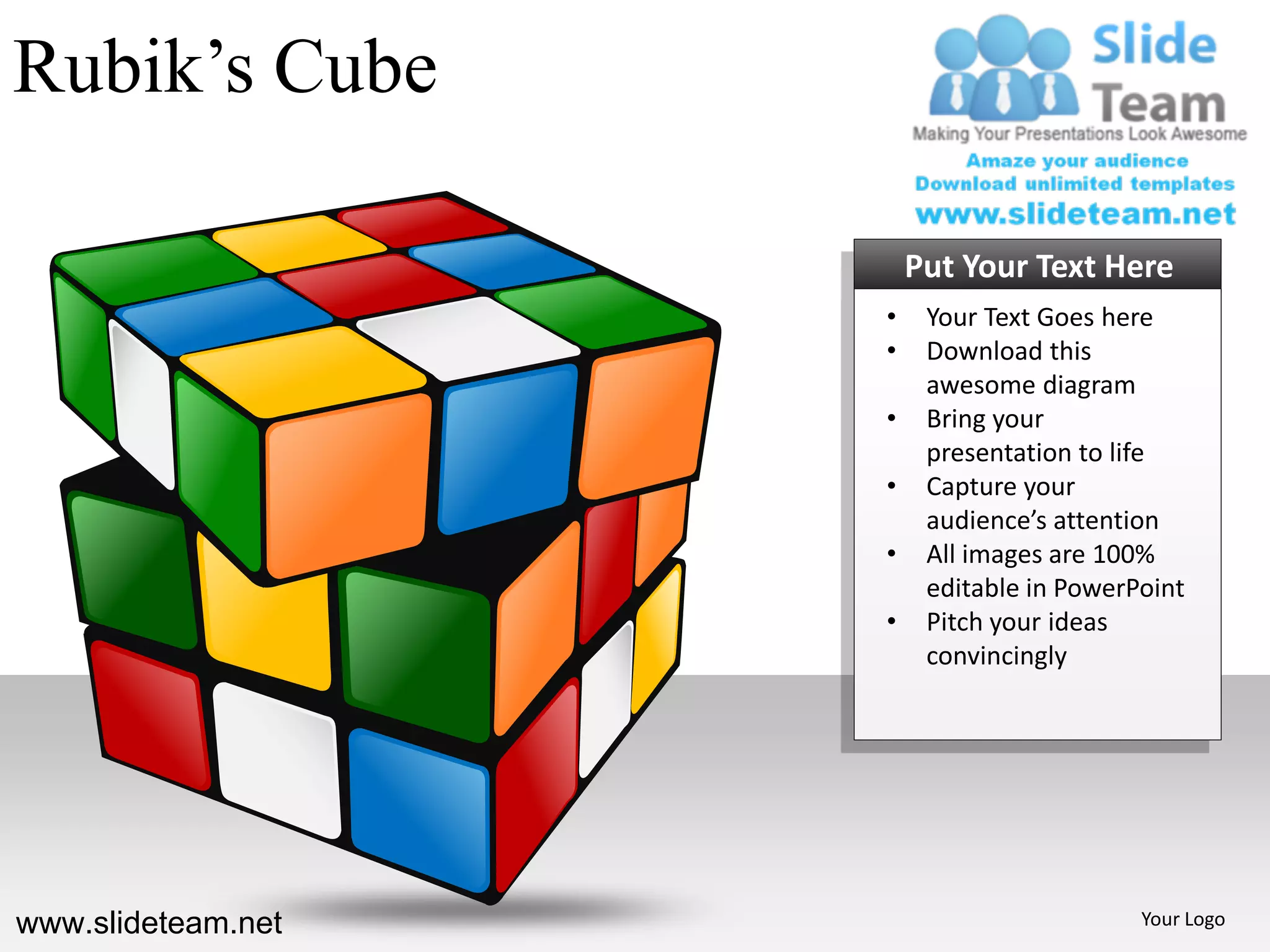 Rubiks cubes building blocks stacked powerpoint presentation templates ...