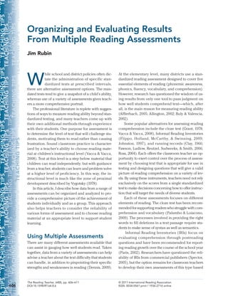 Organizing and Evaluating Results from Multiple Reading Assessments | PDF