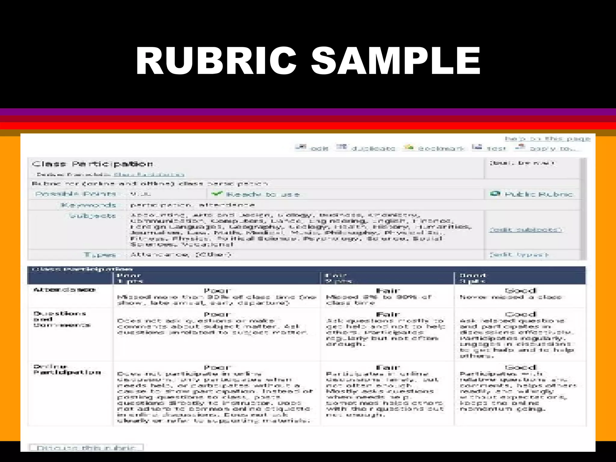 Rubric Presentation2 | PPT