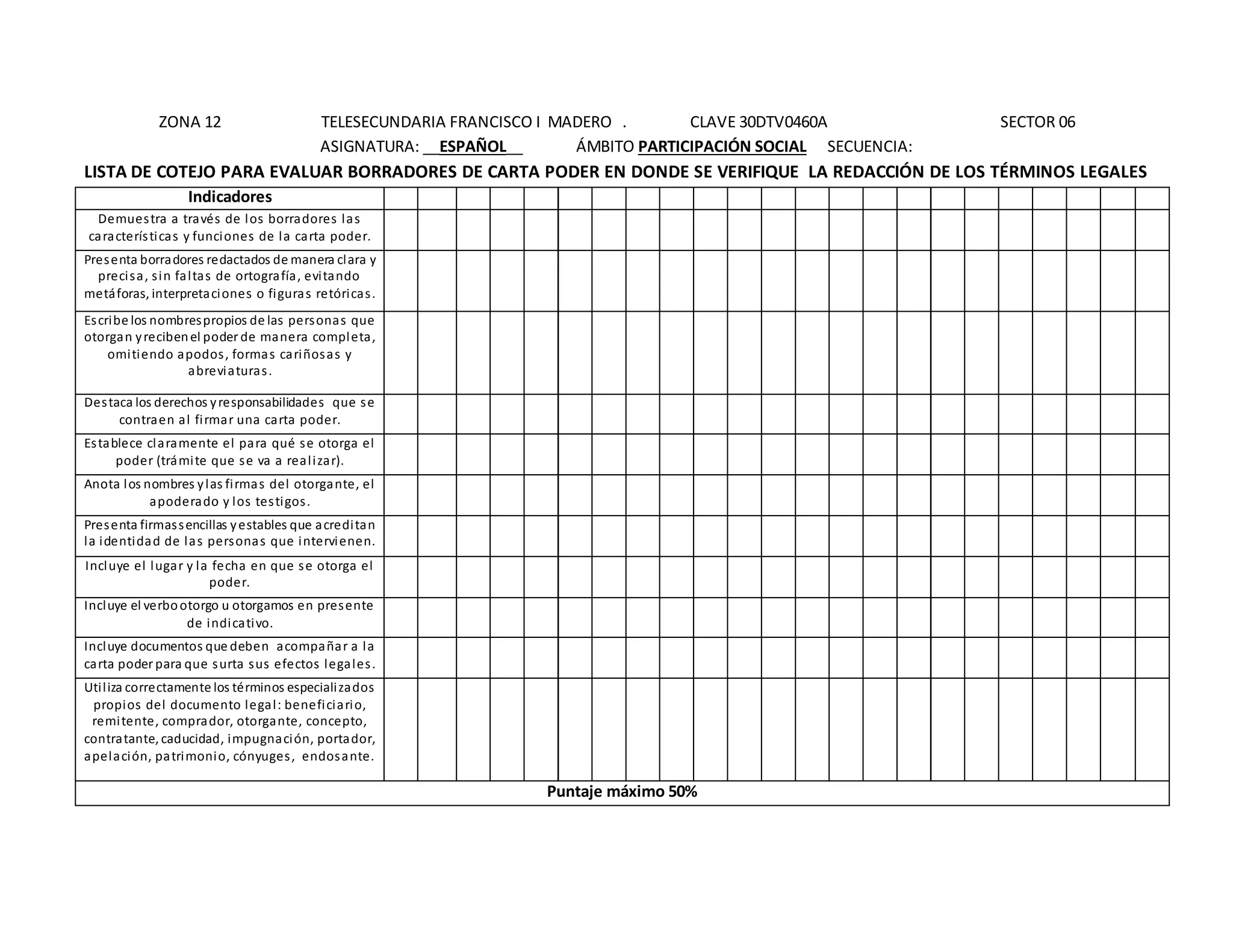 Rubrica de español 5º bloque | DOCX | Educational Assessment | Education