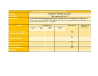 Rubrica para evaluar presentacion con power point | DOCX