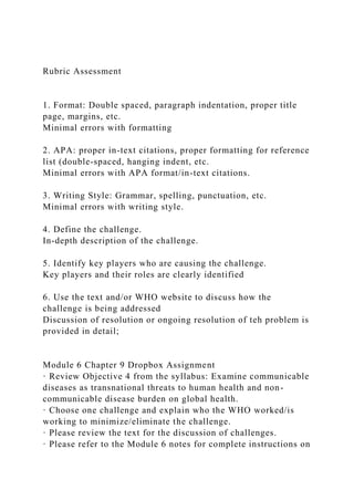 Rubric Assessment1. Format Double spaced, paragraph indenta.docx