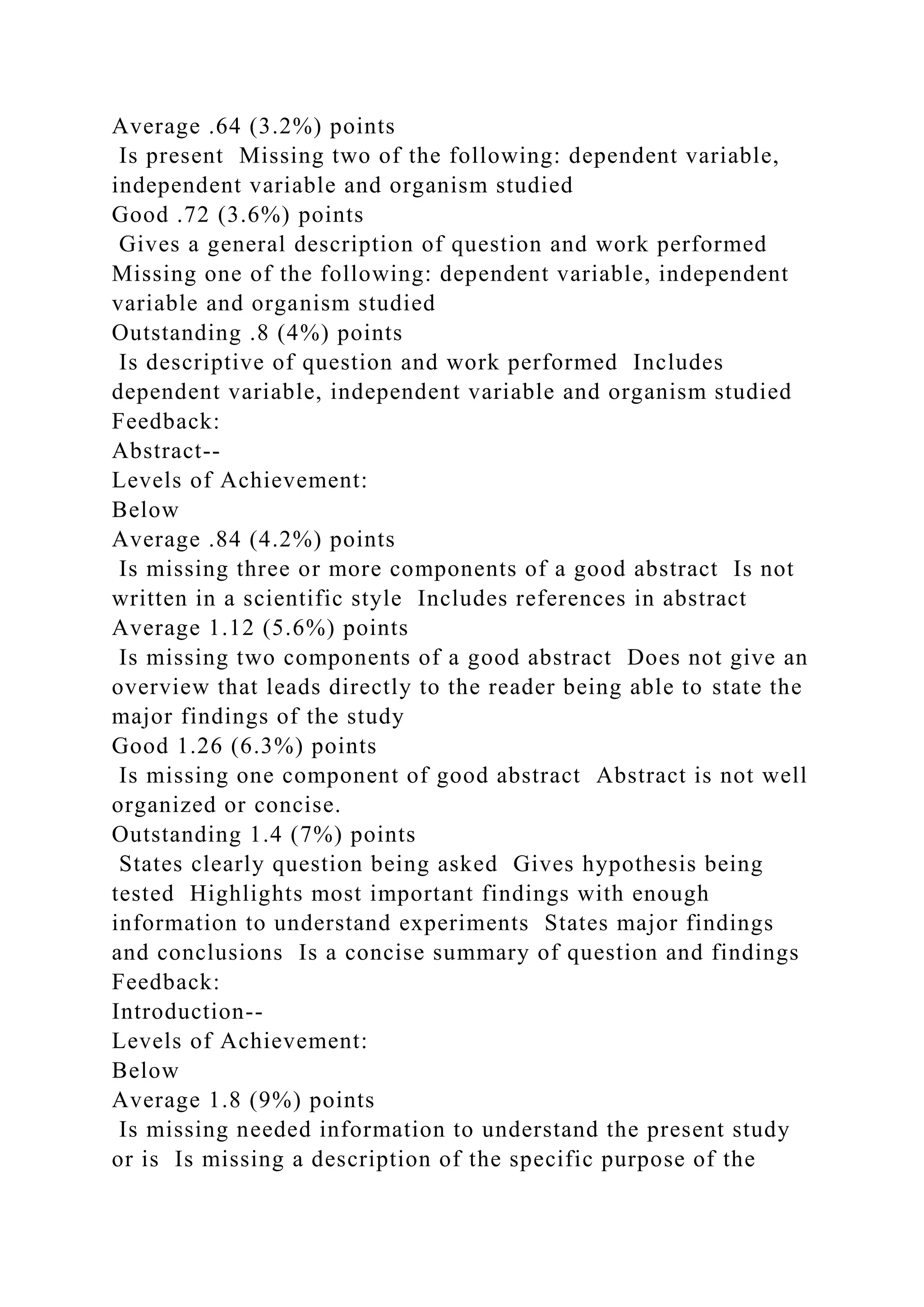 Rubric Detail A rubric lists grading criteria that instructors.docx