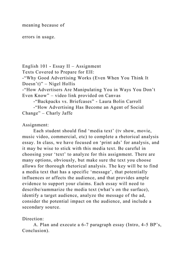 Rubric for Essay II – Final DraftEssay II54321Format.docx