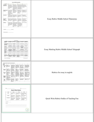 Rubric For Essay Writing For Middle School | PDF