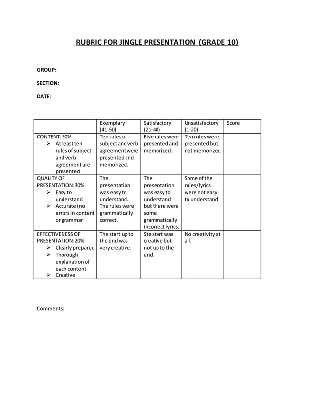 Rubric For Jingle Presentation Grade 10 PDF rubric-for-jingle-presentation-grade-10-pdf