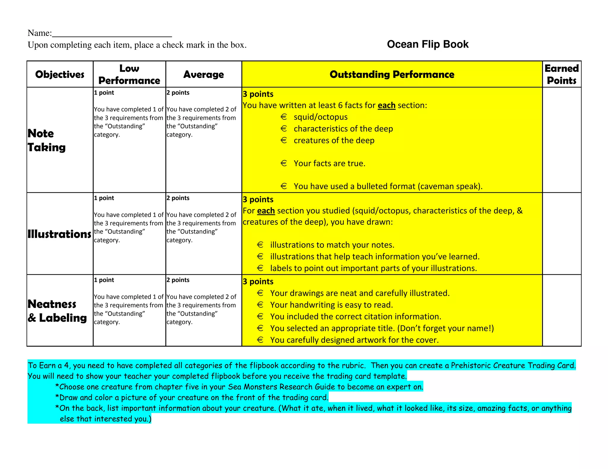 Sample Rubric, Oceans | PDF