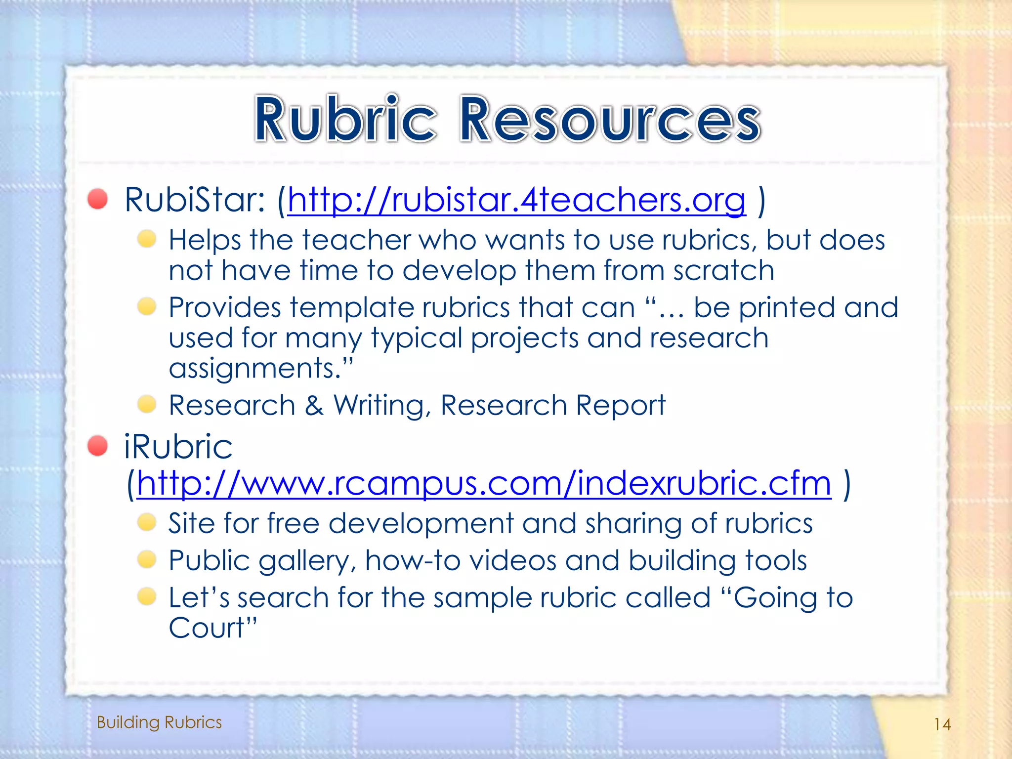 Building Rubrics: The Easy Steps Way | PPTX | Educational Assessment ...