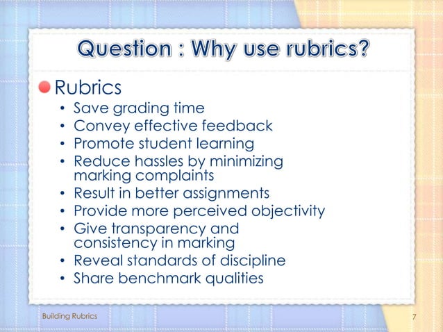 Building Rubrics: The Easy Steps Way | PPTX | Educational Assessment | Education