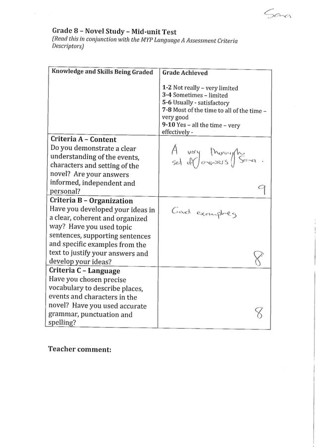 Rubric mid unit test | PDF