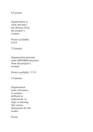 Rubric Name Copy of General Grading Rubric for Projects .docx