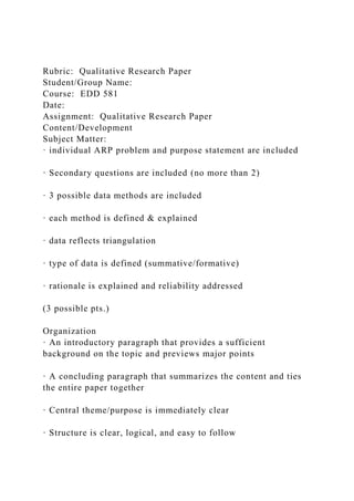 Rubric Qualitative Research PaperStudentGroup Name Course.docx
