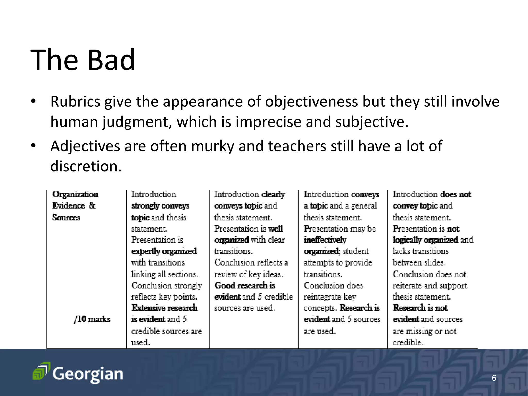 Rubrics: the good, the bad, the ugly | PPTX
