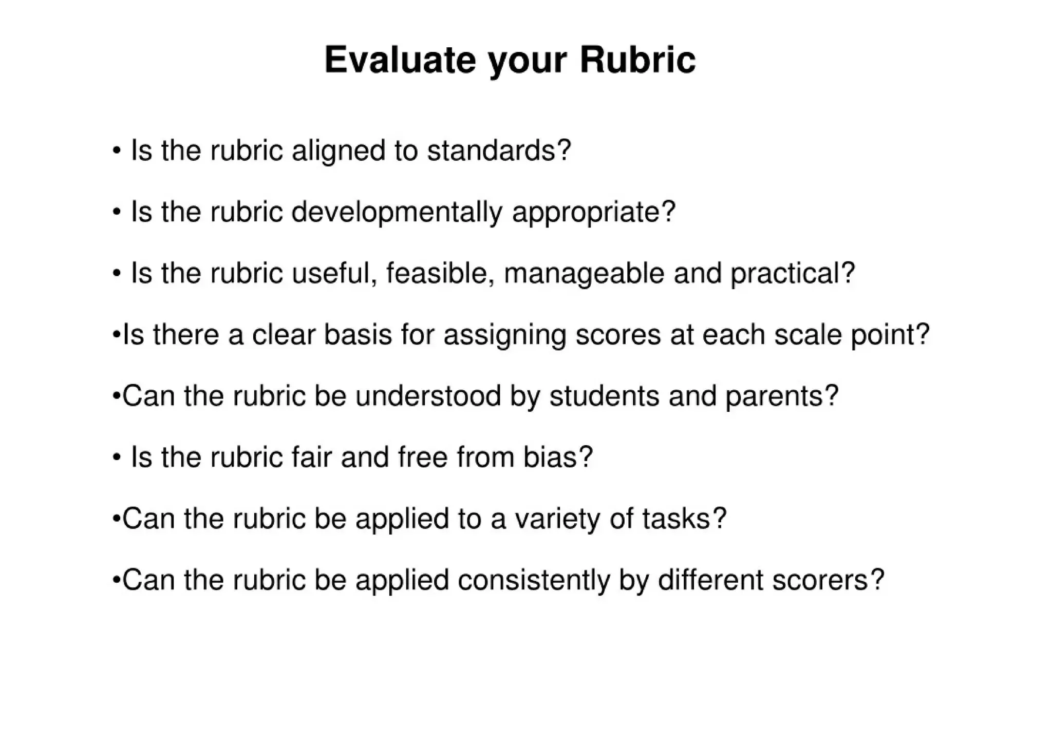 Rubrics For Assessment | PPT