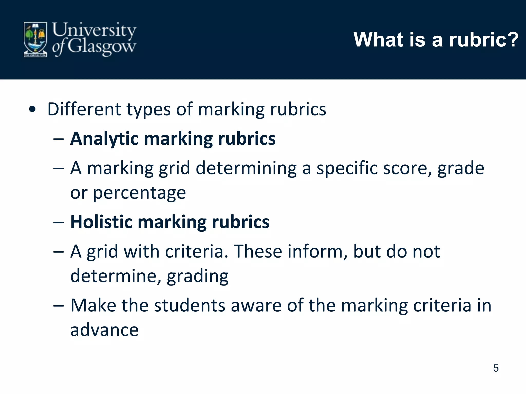 Closing the loop: using holistic rubrics for effective assessment and ...