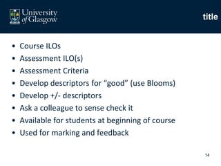 Closing the loop: using holistic rubrics for effective assessment and ...