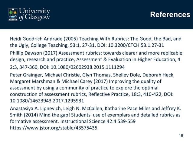 Closing the loop: using holistic rubrics for effective assessment and ...