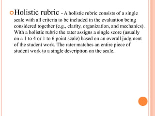 Rubrics for performance assessment | PPTX