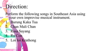 Rubrics for southeast asian music | PPTX