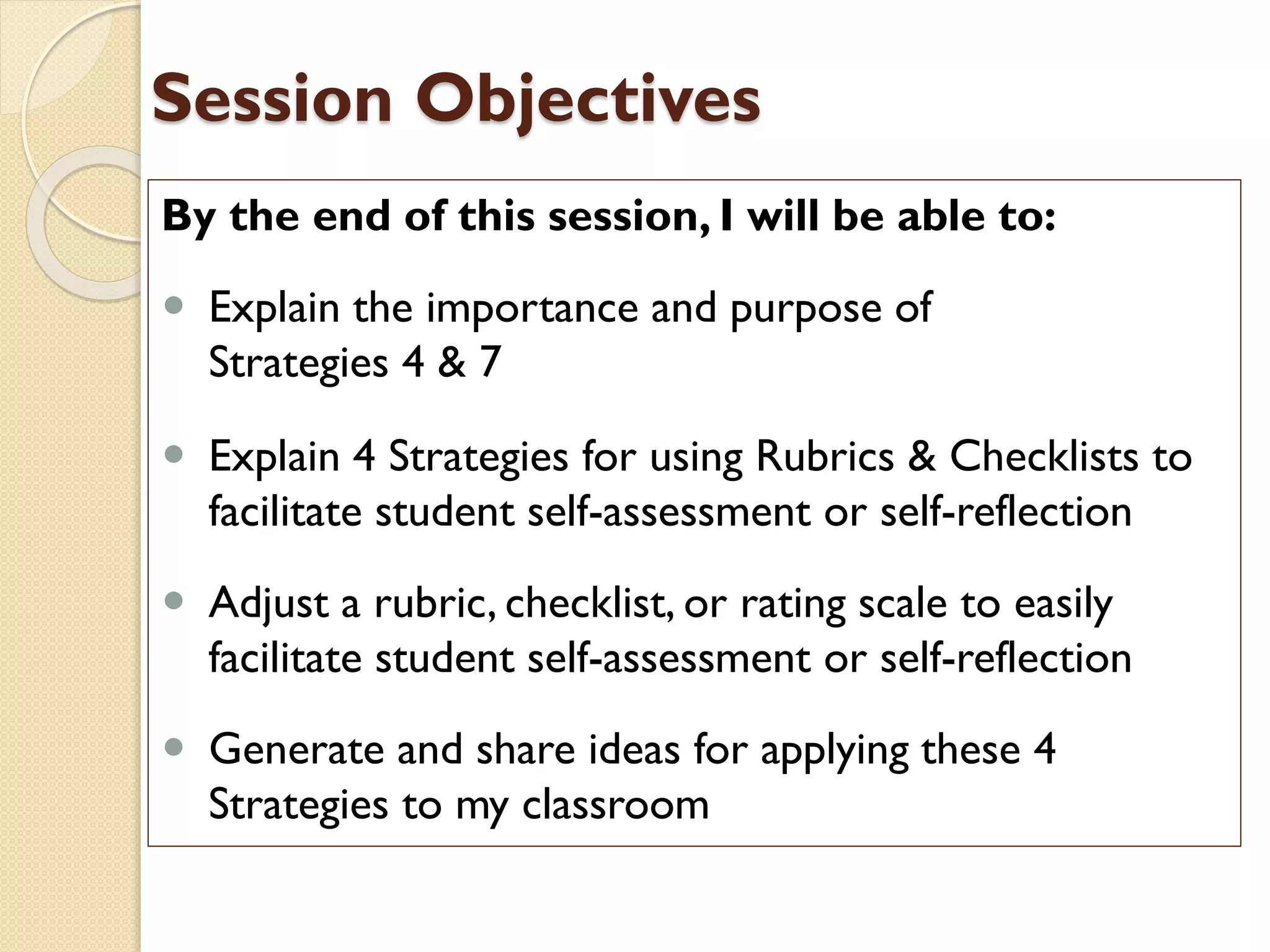 Rubrics for Strategies 4 & 7 | PPTX | Educational Assessment | Education