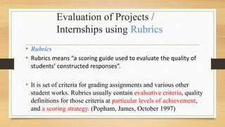 rubrics presentation for students and th | PPT