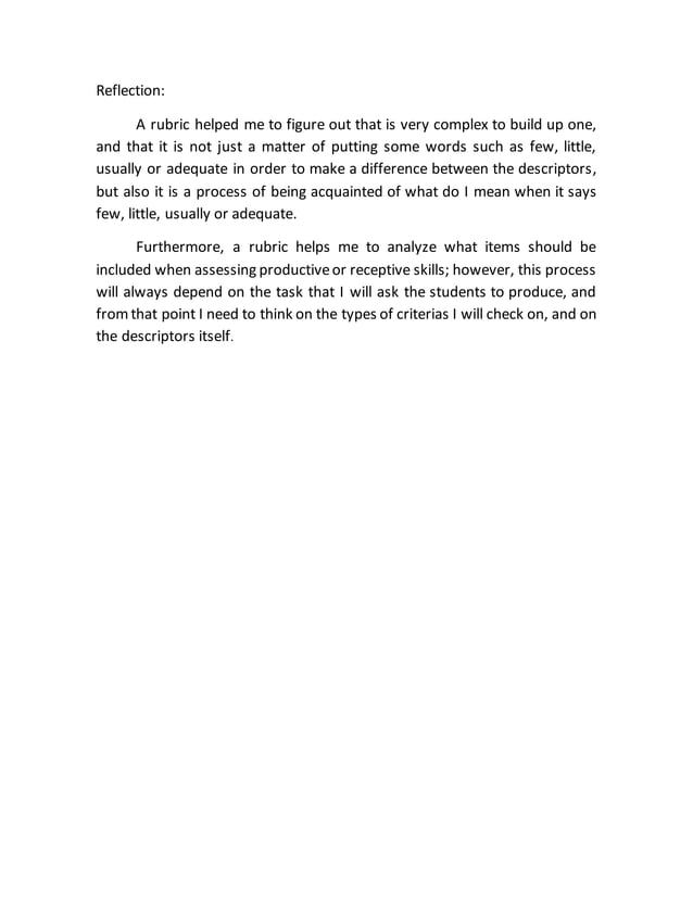 Rubrics reflection | DOCX