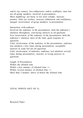 Rubrics research paper and presentation rubric for the final p | PDF