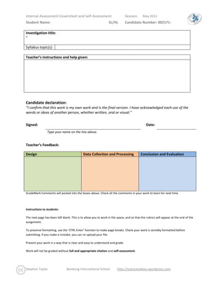 Rubrics & Self Assessments Online Submission | DOTX