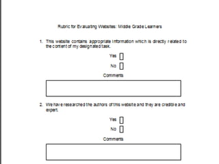 Rubric template for evaluation of websites | PPT