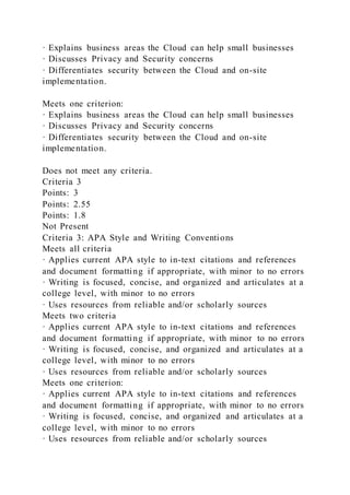 Rubric Title IT402 Unit 1 Assignment 1 RubricAssignme | DOCX