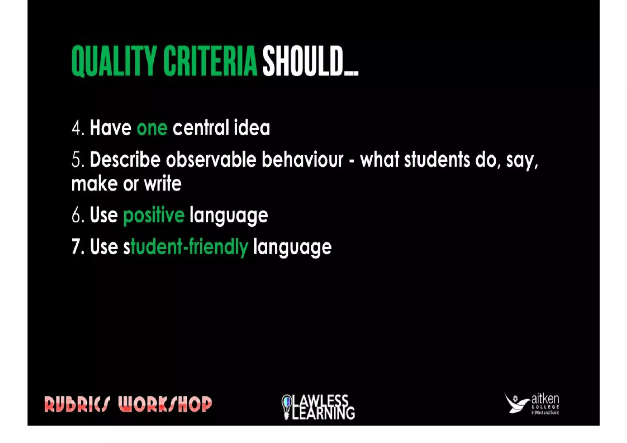 RUBRIC WRITING WORKSHOP | PPT
