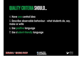 RUBRIC WRITING WORKSHOP | PPT