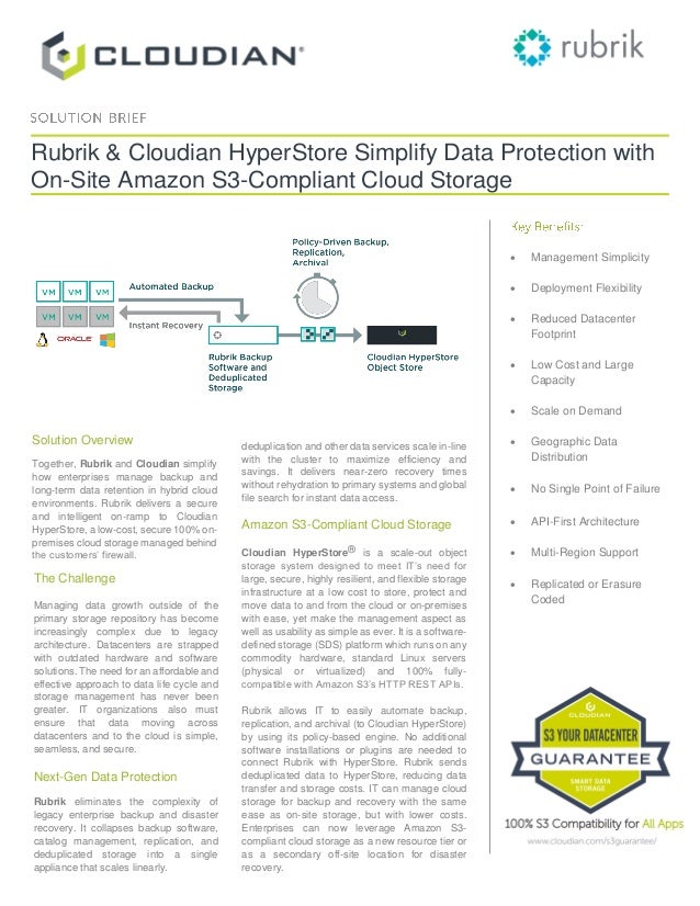 Rubrik And Cloudian Hyperstore Simplify Data Protection With On Site Am…
