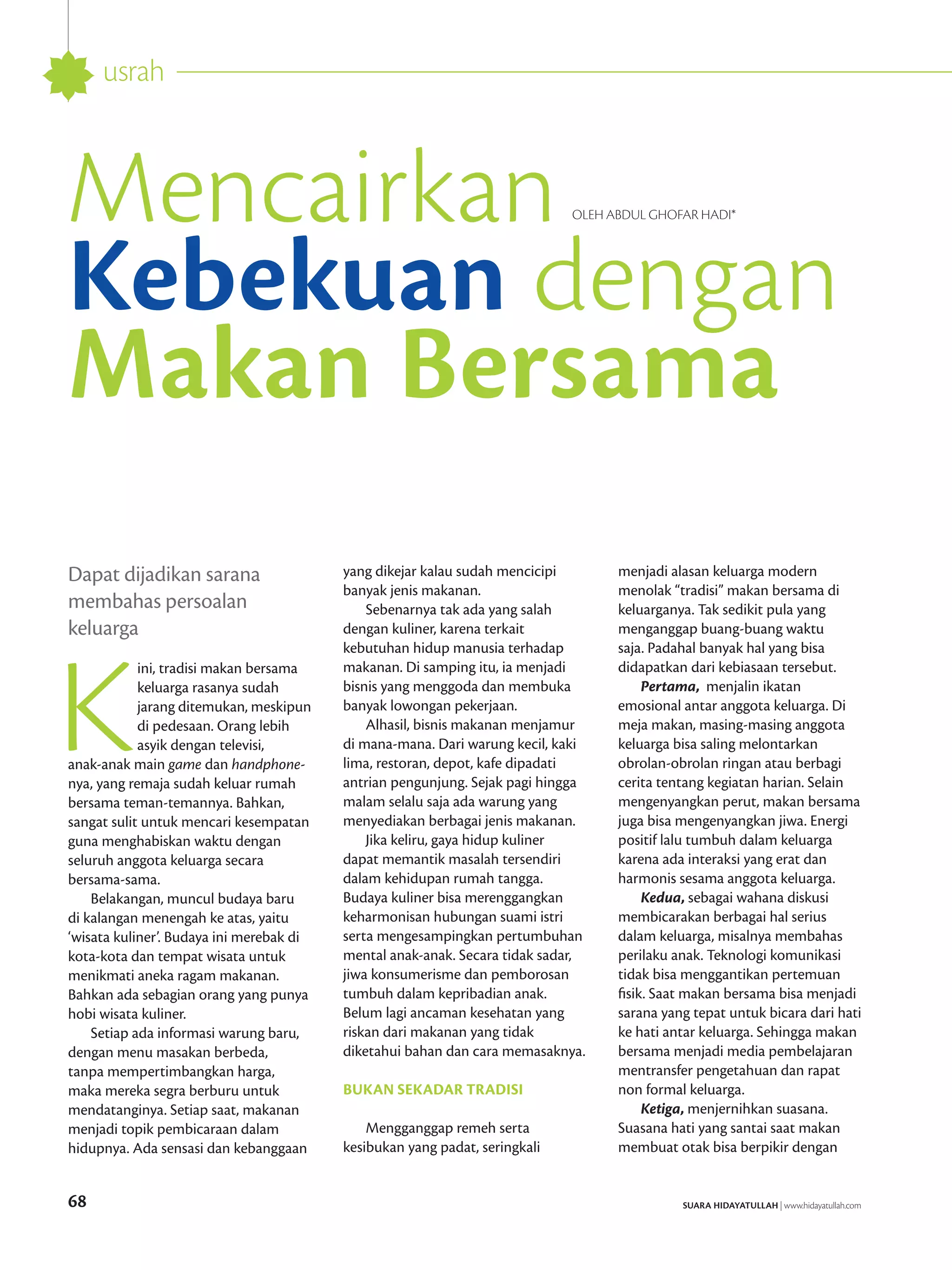 Rubrik Jendela Keluarga Majalah Hidayatullah | PDF