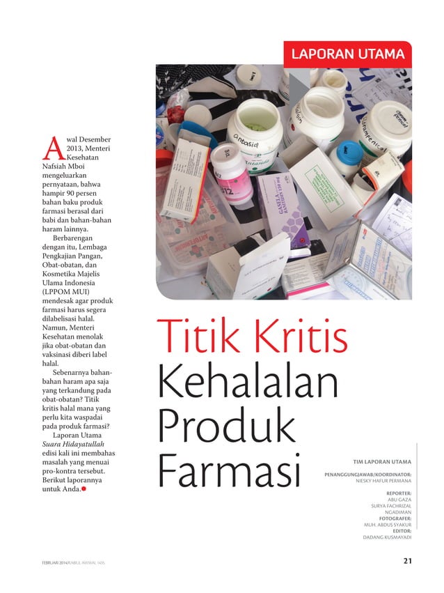 RUBRIK LAPORAN UTAMA MAJALAH HIDAYATULLAH - Titik Kritis Kehalalan ...