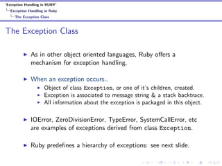 Ruby Exceptions | PPT