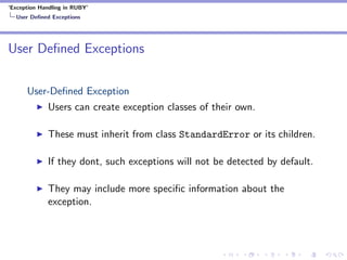 Ruby Exceptions | PPT
