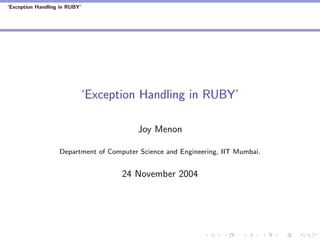 Ruby Exceptions | PPT