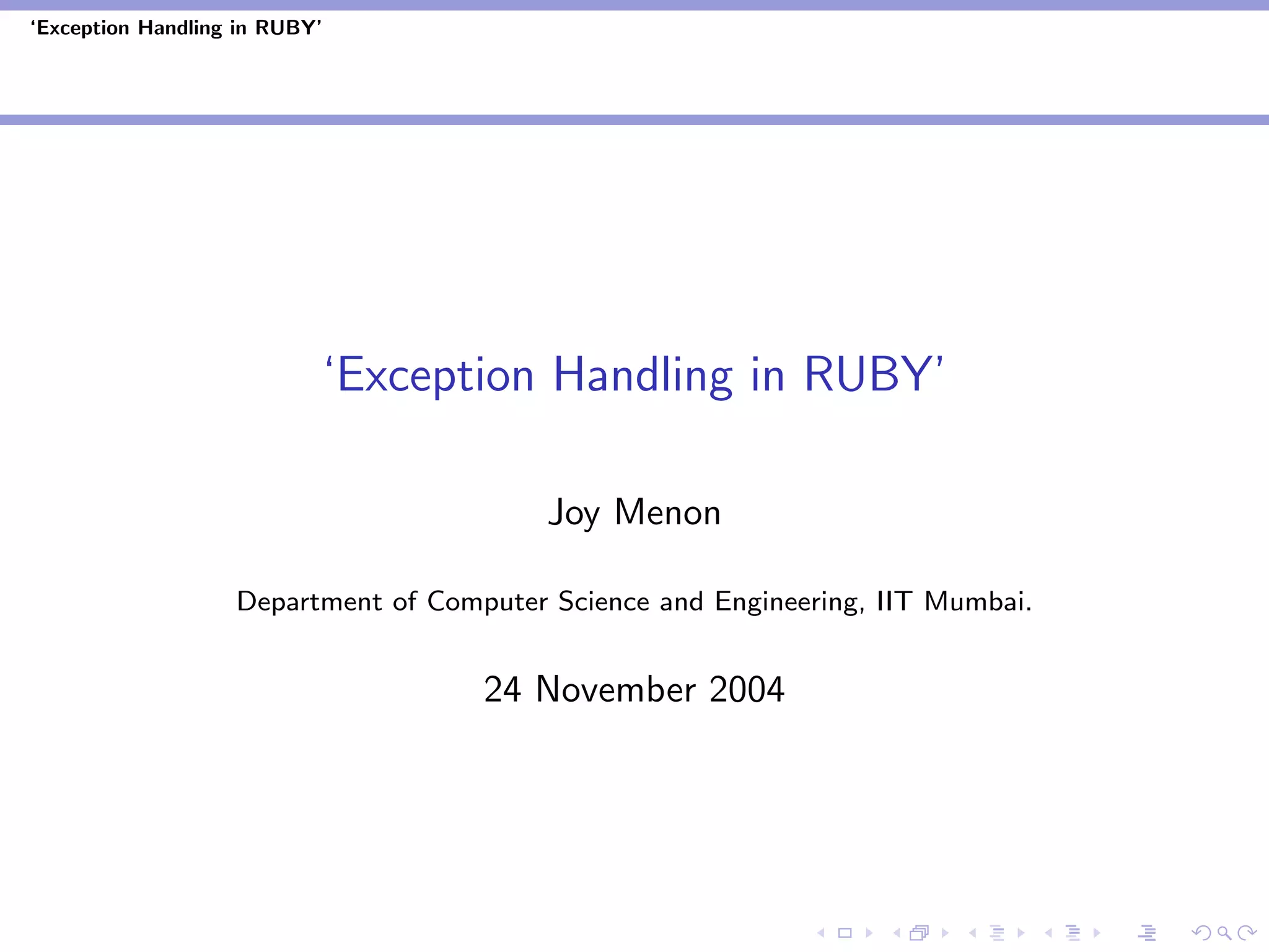 Ruby Exceptions Ppt