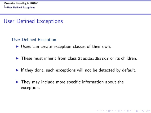 Ruby Exceptions | PPT