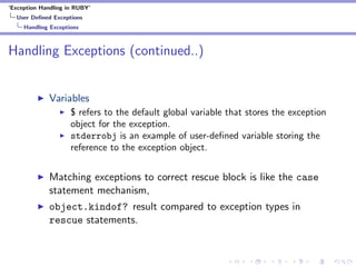 Ruby Exceptions | PPT