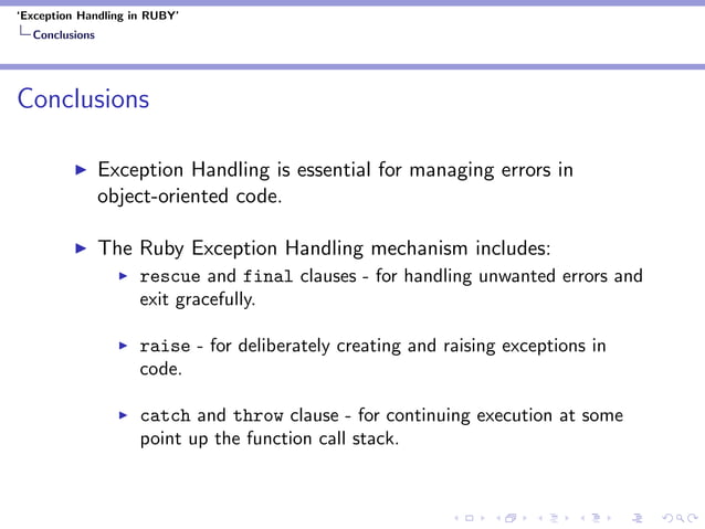 Ruby Exceptions | PPT