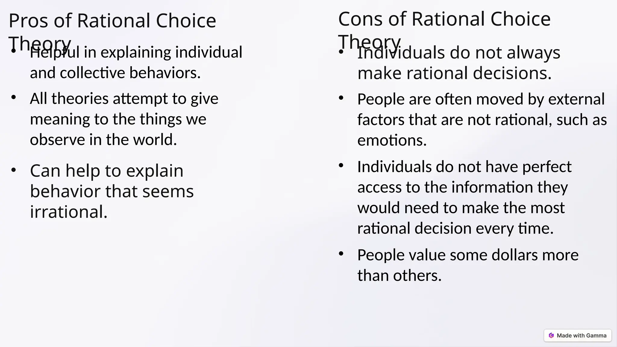 Grade 11 Psychoanalysis and Rational Choice Theory | PPTX