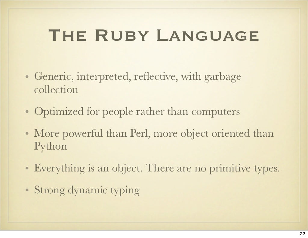 The Ruby Language • Generic,