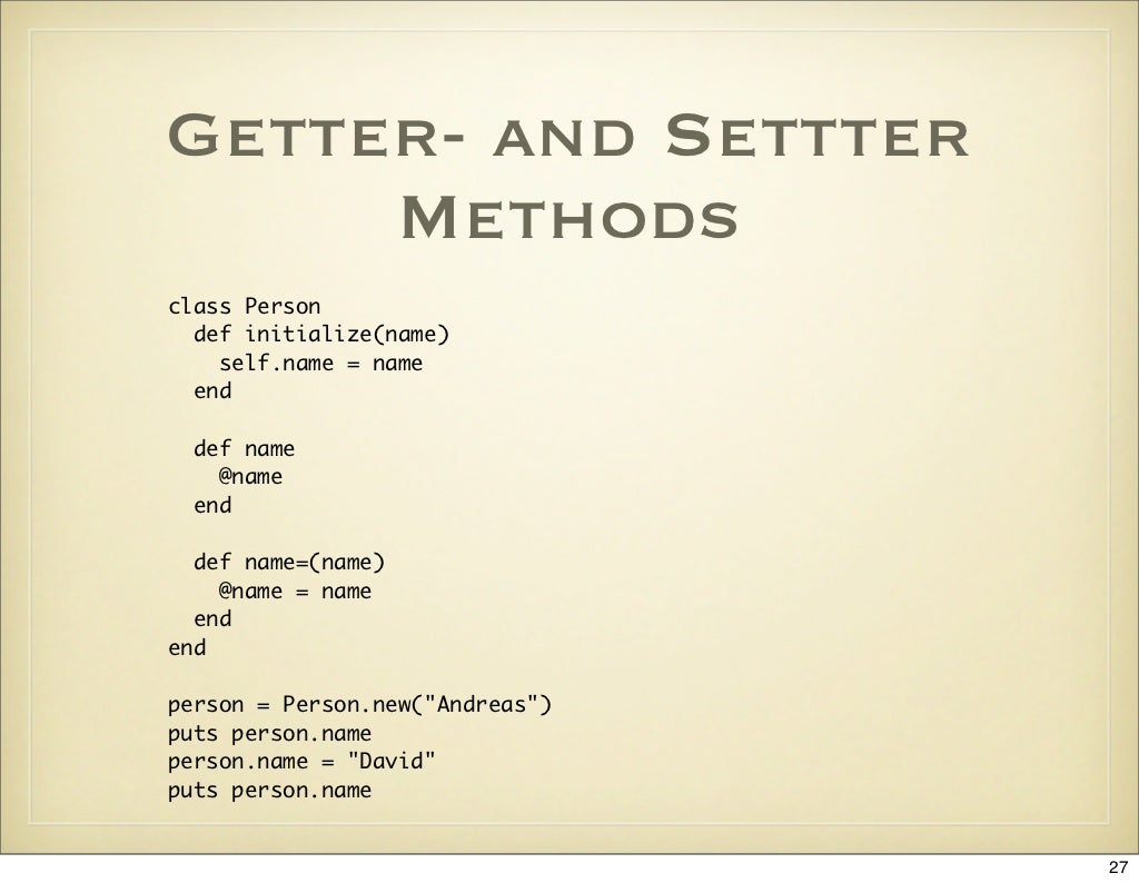 Getter- and Settter Methods class