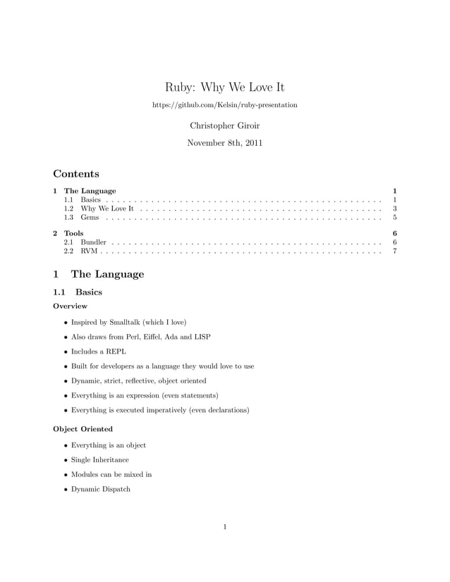 Ruby Presentation - Article | PDF