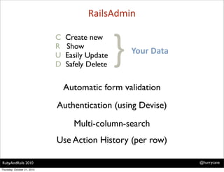 RailsAdmin - the right way of doing data administration with Rails 3 | PPT