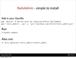 RailsAdmin - the right way of doing data administration with Rails 3 | PPT