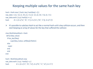 Ruby's Arrays and Hashes with examples | PPTX | Programming Languages | Computing